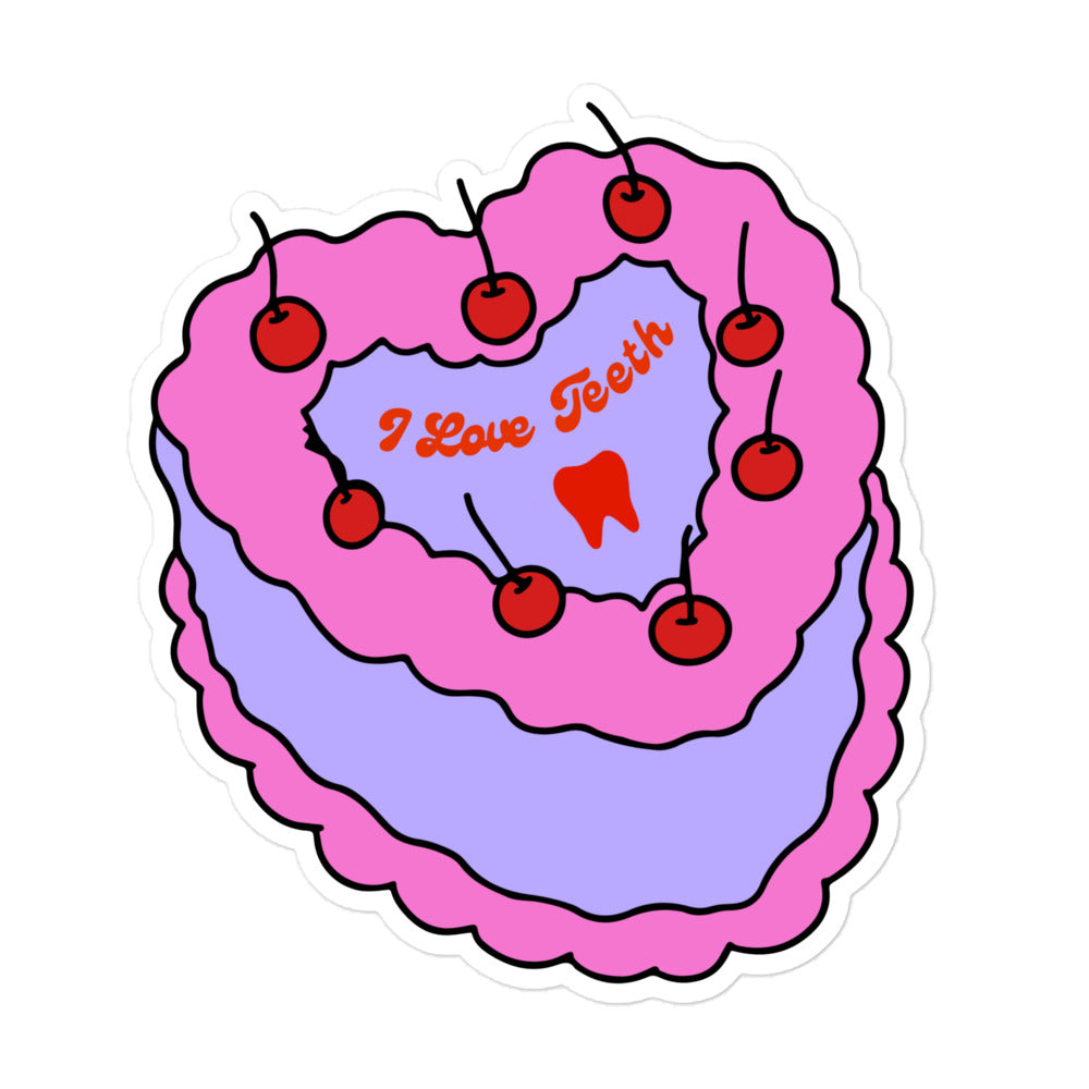 I Love Teeth Heart Cake Sticker – lovely32